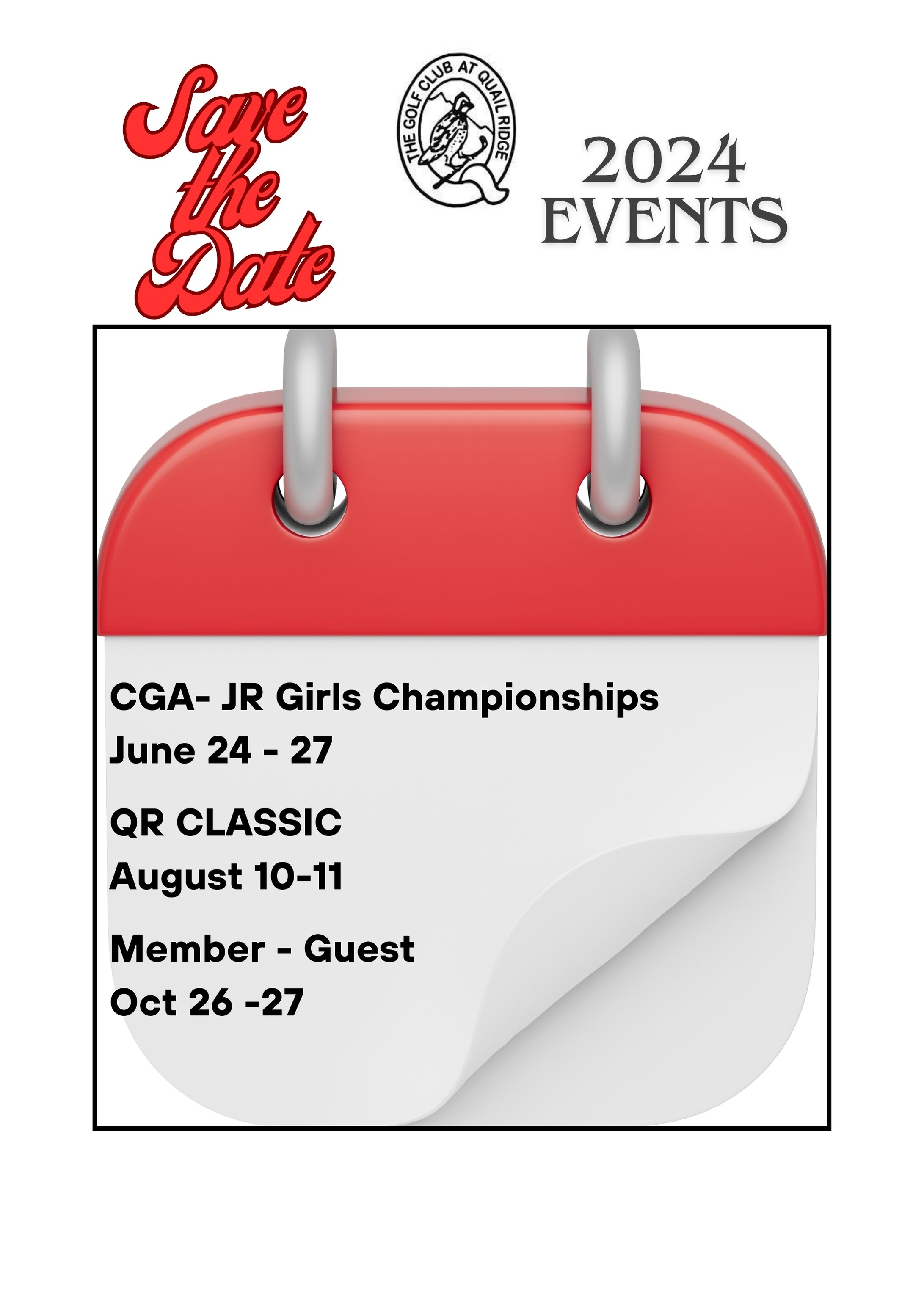 Upcoming Events - Quail Ridge Golf Course